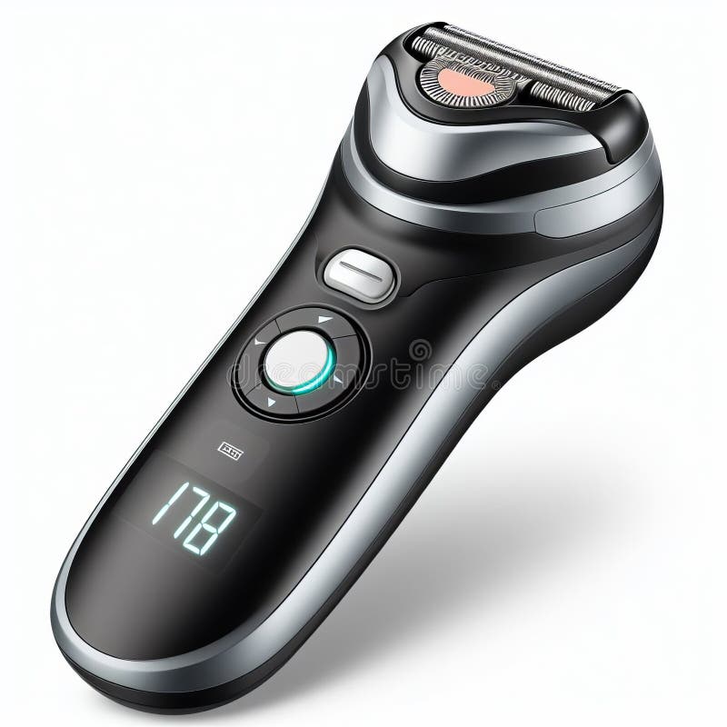 Electric Shaver with a Flat Handle and Ergonomic Design, Isolat Stock ...