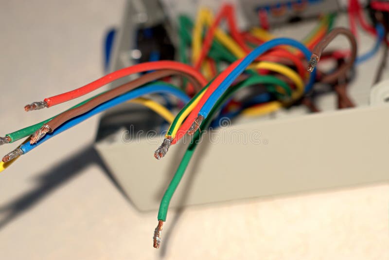 Electric Shield and Copper Cable for Power Connection. Stock Photo ...