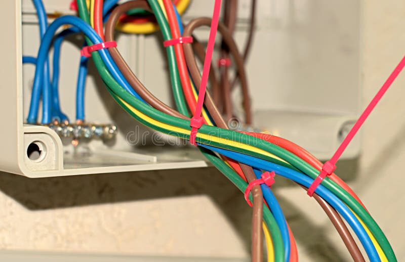 Electric Shield and Copper Cable for Power Connection. Stock Photo ...