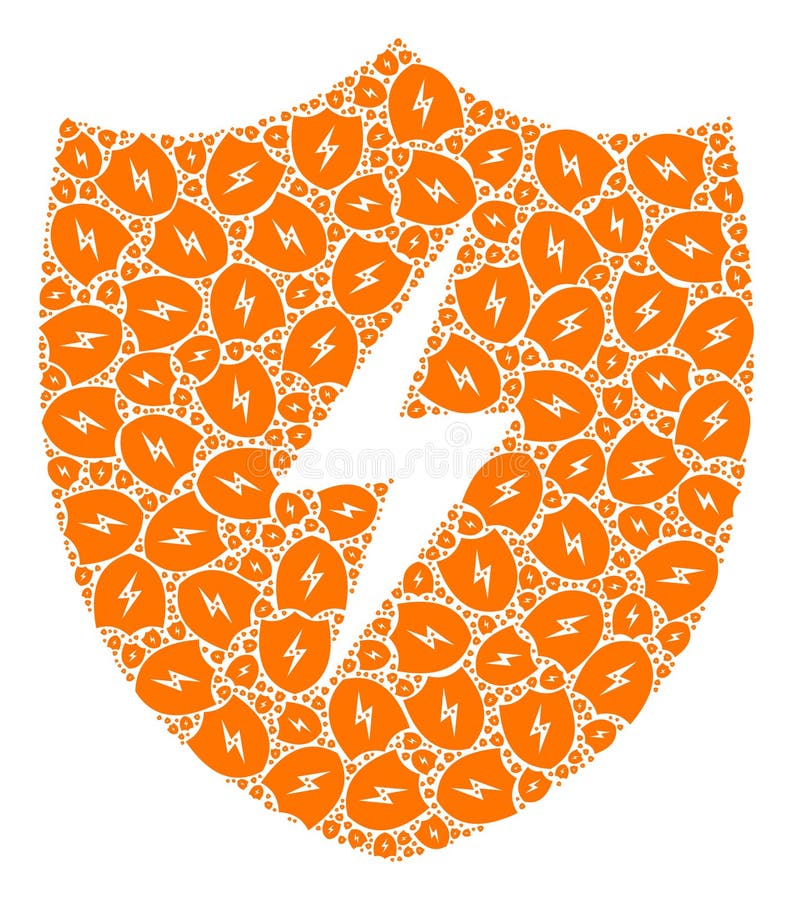 Electric Shield Recursion Collage of Electric Shield Icons Stock Vector ...