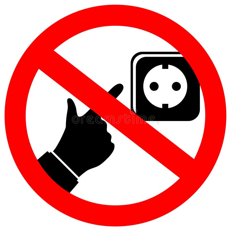 Electric Shock Hazard Sign, Do Not Put Your Fingers into Socket Stock ...