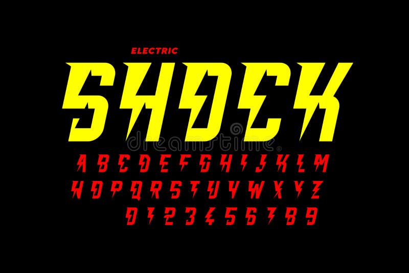 Electric Shock Style Font Design Stock Vector - Illustration of caution ...