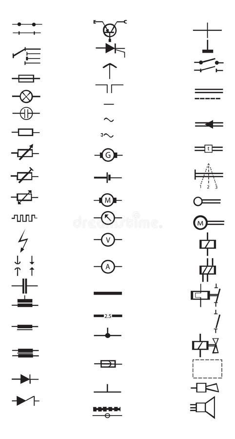 An Extensive List of Numerous Electrical Signs and Symbols Stock Vector ...