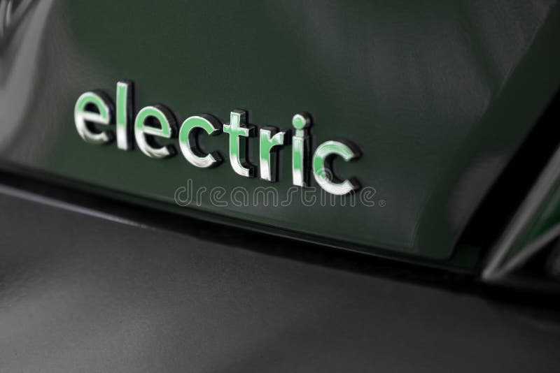 Electric Sign on a Modern Electrical Car Stock Image - Image of modern ...