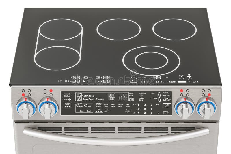 Electric Slide-in Convection Range Top View. Kitchen Stove, 3D R Stock ...