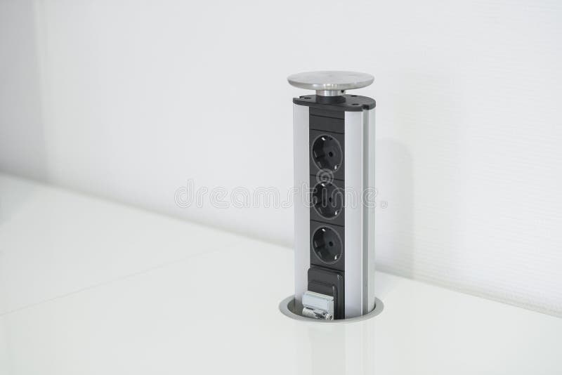 The Electric Socket is Built in the Kitchen Countertop. Stock Photo ...