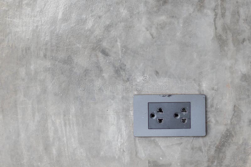 Electric Socket on Concrete Wall with Copy Space for Text or Image ...