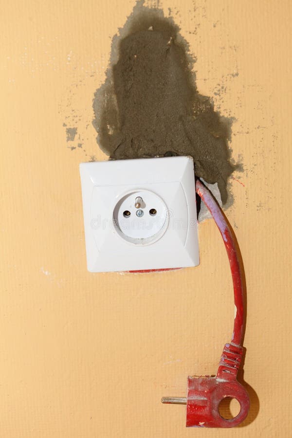 Electric Socket in Construction Site Stock Image - Image of inside ...