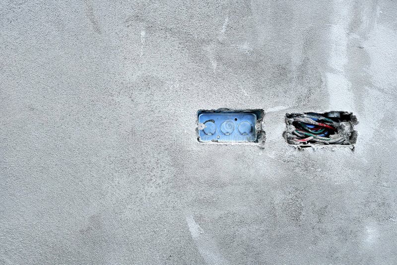 Electric Socket Hole on Lightweight Concrete Wall. Stock Photo - Image ...
