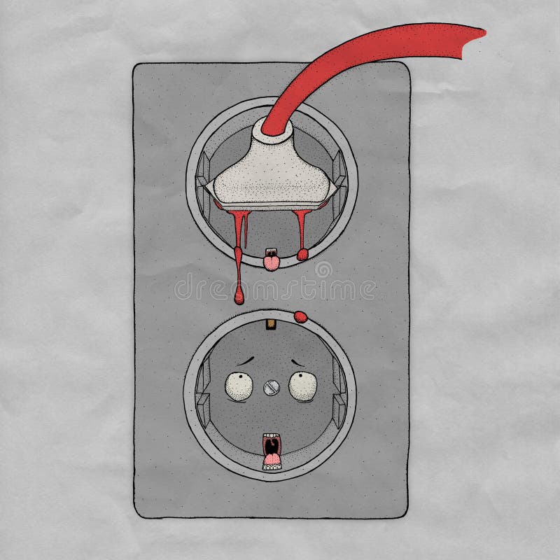 Scared electric socket stock illustration. Illustration of electricity ...