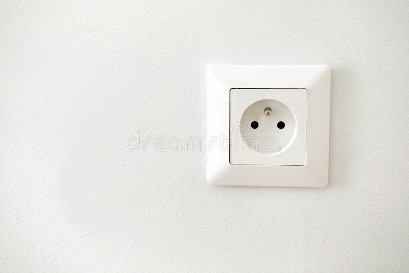 Electric Socket Isolated on a White Wall. Empty Copy Space Stock Image ...