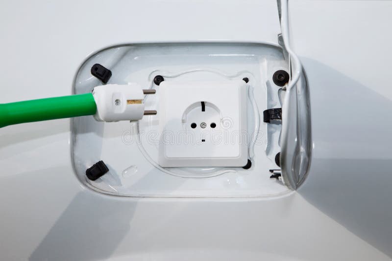 Electric Socket and Plug of Electric Car Stock Image - Image of ...