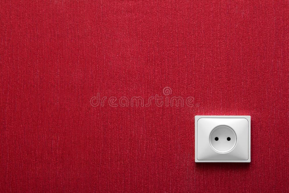 The Electric Socket in a Red Wall Stock Image - Image of electricity ...