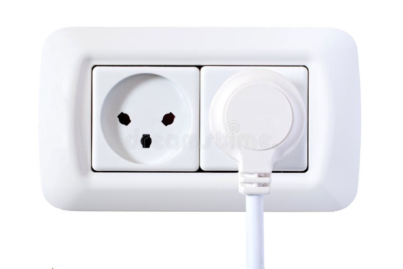 Electric Sockets with Plug Isolated on White Stock Photo - Image of ...