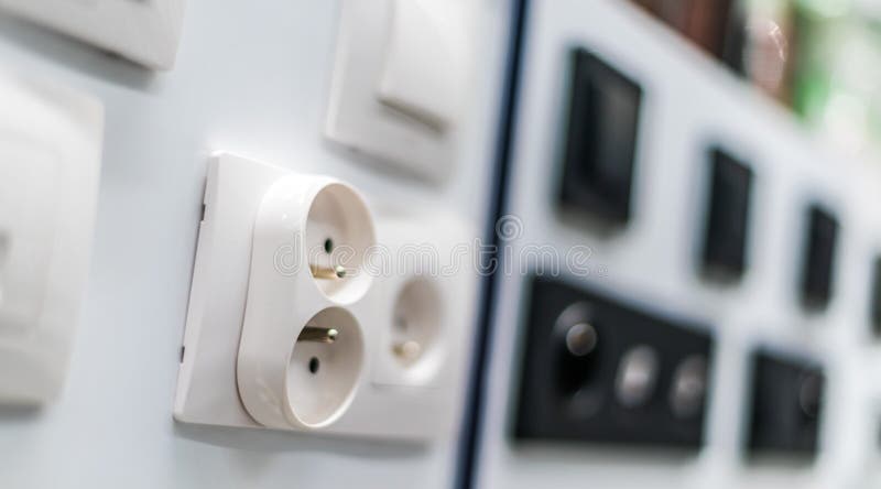 Electric Sockets and Switches Presented in a Store Stock Photo - Image ...