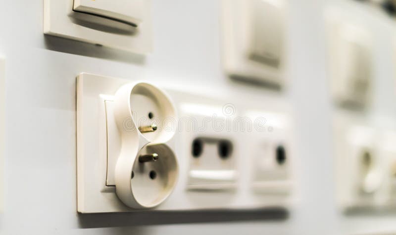 Electric Sockets and Switches Presented in a Store Stock Photo - Image ...