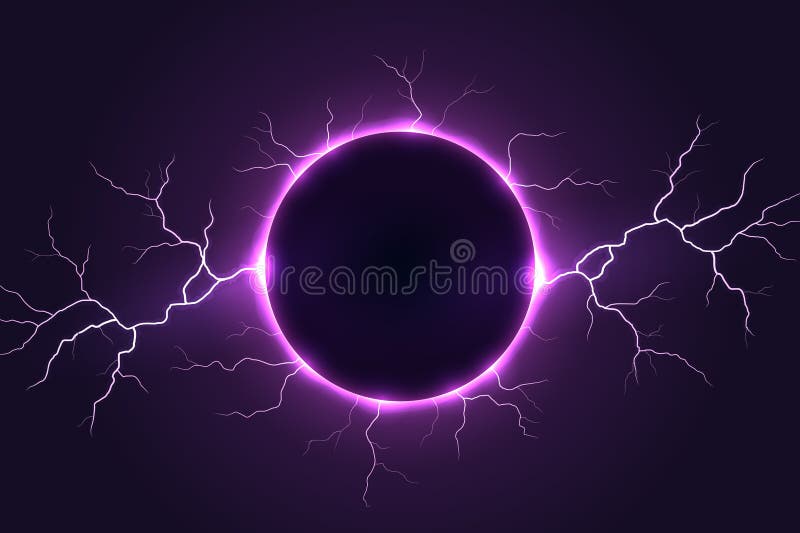 Sun Eclipse Purple Color Fire Dark Background Vector Moon Design Style ...