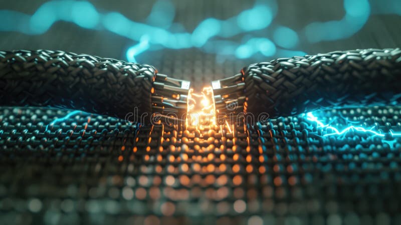 Electric Spark Connecting Two Cables in Darkness. Stock Photo - Image ...