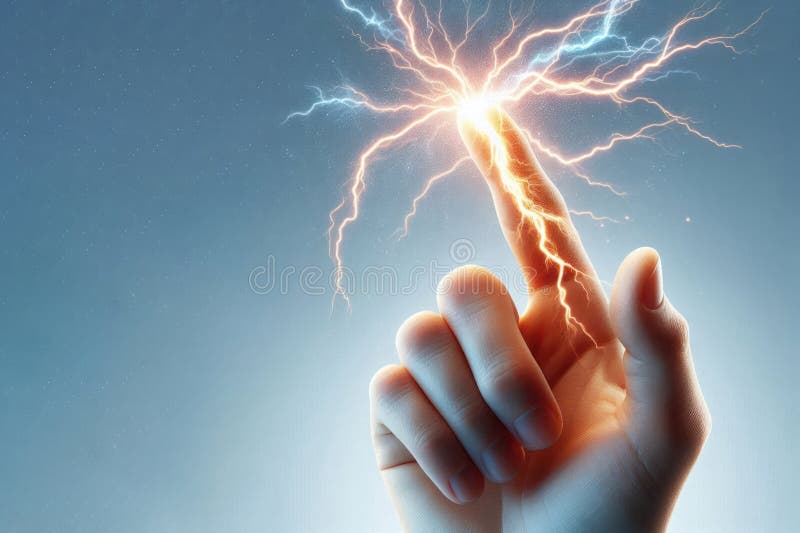 An Electric Spark on the Tip of Your Finger. Stock Photo - Image of ...
