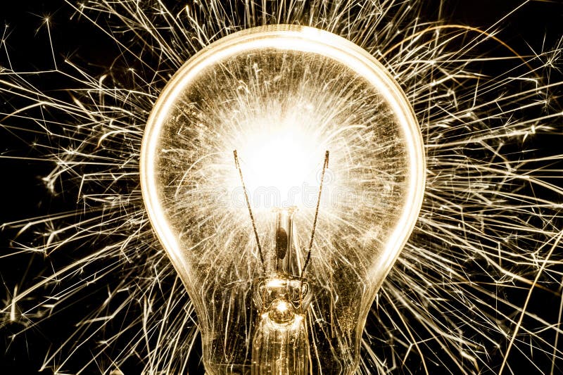Electric Sparklers in Bulb Idea Stock Image - Image of backdrop, flash ...