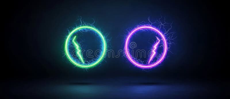 An Electric Sphere with a Round Lightning Frame, a Blue Thunderbolt ...