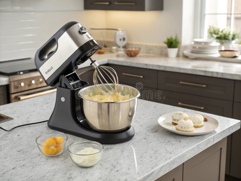 Electric stainless mixture stock image. Image of cake - 382785423