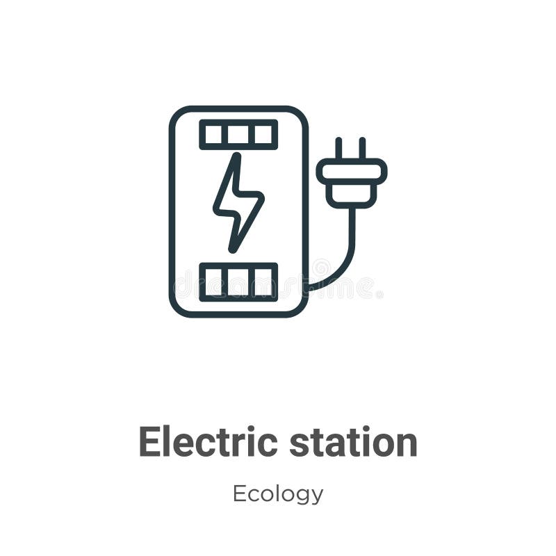 Electric Station Outline Vector Icon. Thin Line Black Electric Station ...