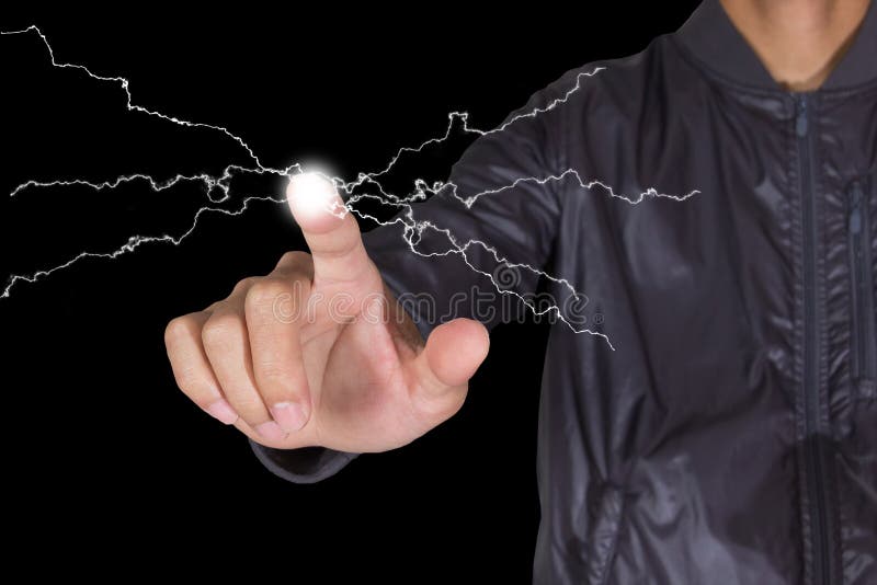 Electric Stoke at Finger Male Stock Photo - Image of ethnicity ...