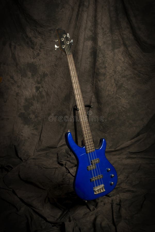 Electric 4 String Bass Guitar on Stand Stock Image - Image of ready ...