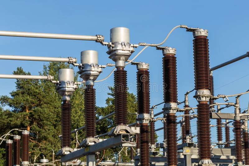 Electric Substation Tower Generating Energy Sky Backgro Stock Photos ...