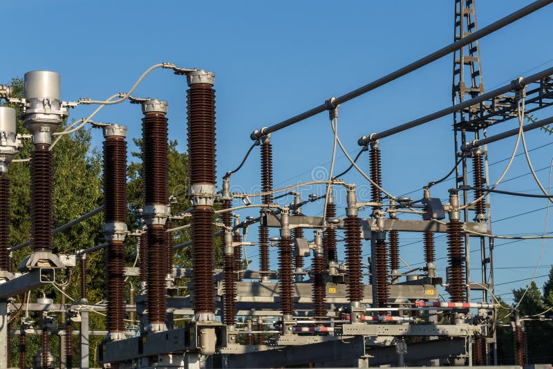 Electric Substation Tower Generating Energy Sky Backgro Stock Photos ...