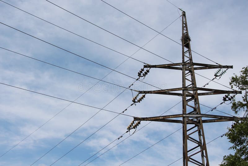 Electric Support with Cable Stock Image - Image of energy, street: 98285701