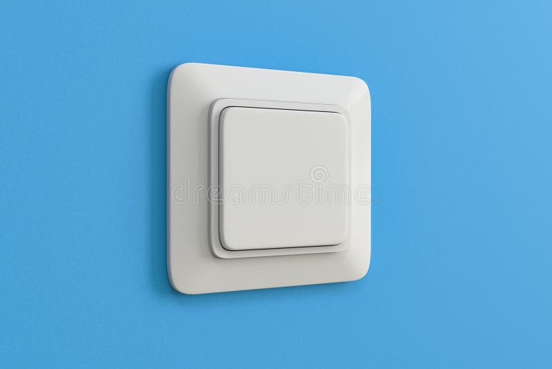 Electric Switch on Blue Wall. Plastic Square Interior Design Stock ...