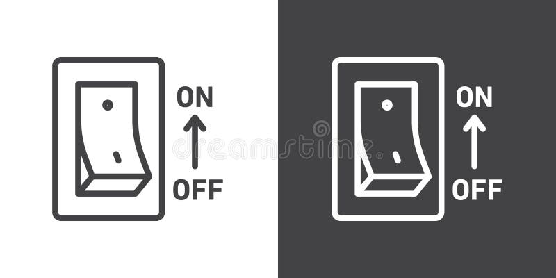 Electric Switch Icon Flat Vector Set Outline Stock Illustration ...