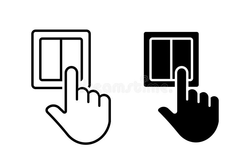 Electric Switch Icon Vector Set Pressing Finger On The Switch Symbol Stock Vector