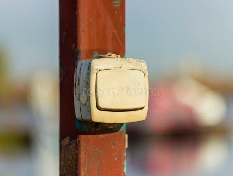 Electric Switch, an Off , Hanging on a Pole the Street, Sunny Day Stock ...