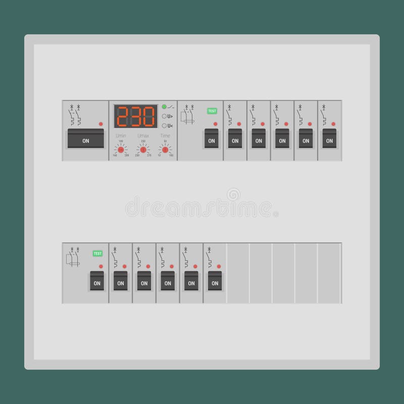 Electric Switchboard with Control Devices Stock Vector - Illustration ...