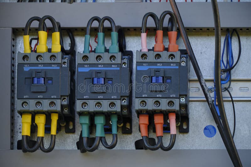 Electric Switches with Wires Electrical Panel. Stock Image - Image of ...