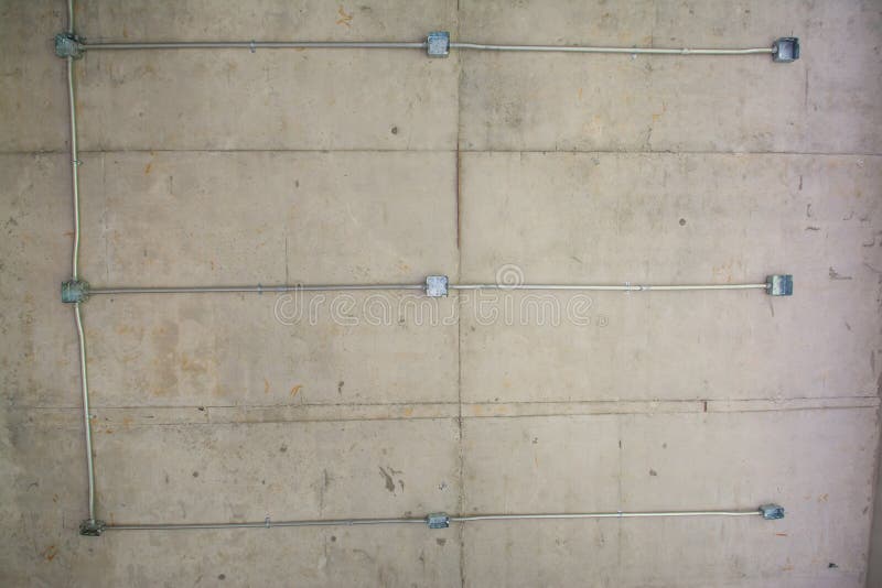 Electric System on Ceiling ,outlet with Iron Pipes Stock Photo - Image ...