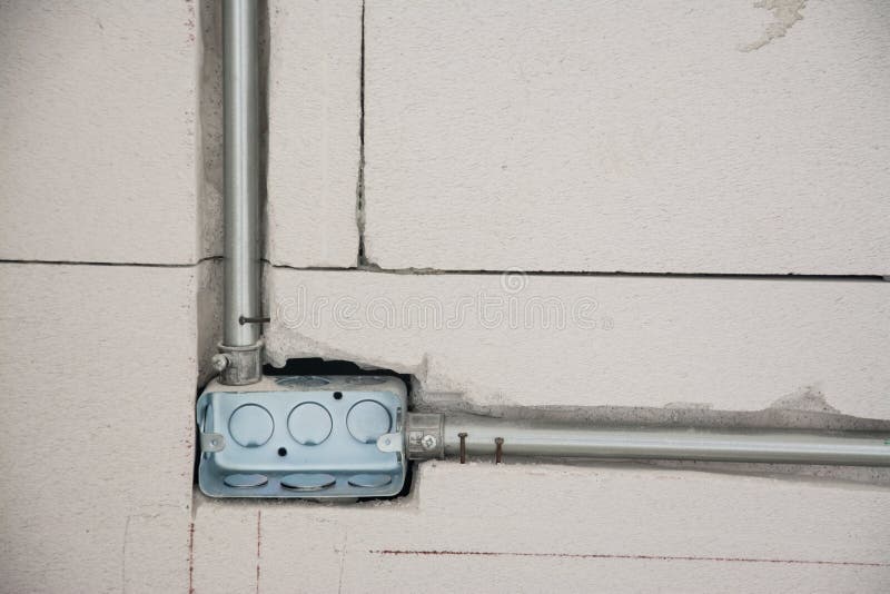 Electric System on Wall in Construction Site Stock Image - Image of ...