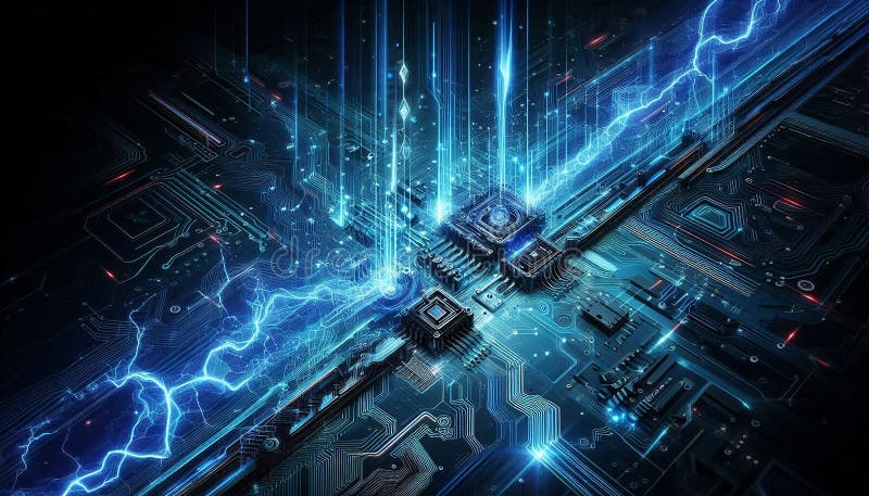 Electric Systems Background with Blue Glow Stock Illustration ...