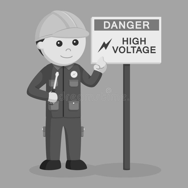 Electric Technician Character Profession Design Vector Black and White ...