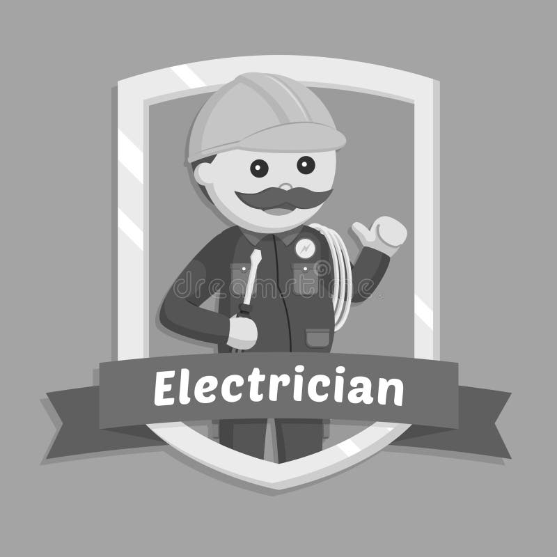 Electric Technician Character Profession Design Vector Black and White ...