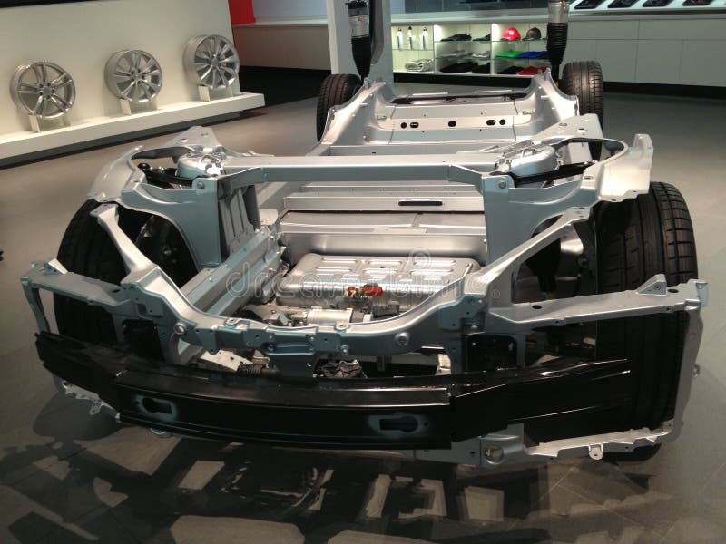 Tesla Plug-in Electric Car Chassis in Front of Tesla Model X Editorial ...