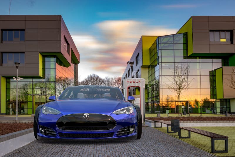 Electric Tesla Model S while Charging Editorial Photography - Image of ...