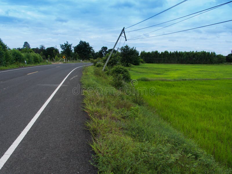 Electric Tilting Parallel Poles Along the Road Stock Image - Image of ...
