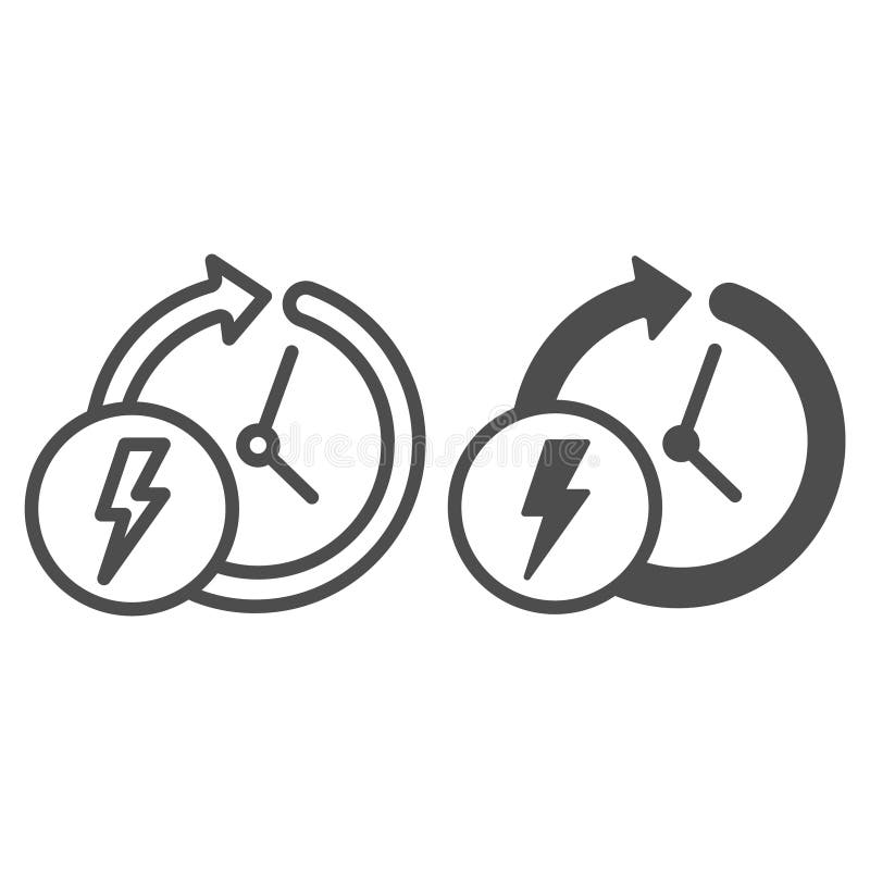 Electric Timer Line and Solid Icon, Electricity Concept. Vector ...