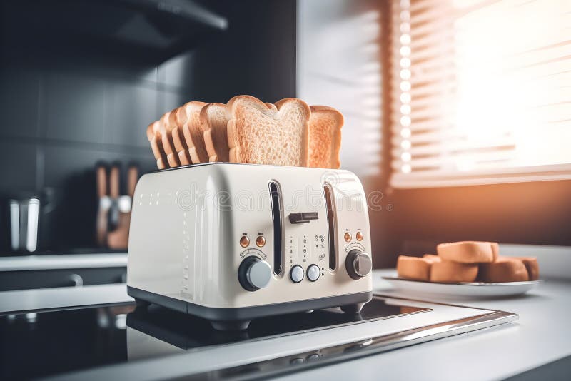 Electric Toaster Kitchen Device for Toasted Bread Slices on the Table ...