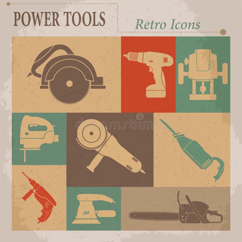 Electric Tool Flat Vector Icons Set Stock Vector - Illustration of home, button: 36044713