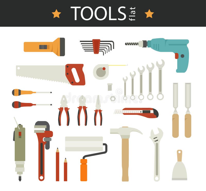 Electric Tool Flat Vector Icons Set of Wood Stock Vector - Illustration of icon, equipment: 54244599